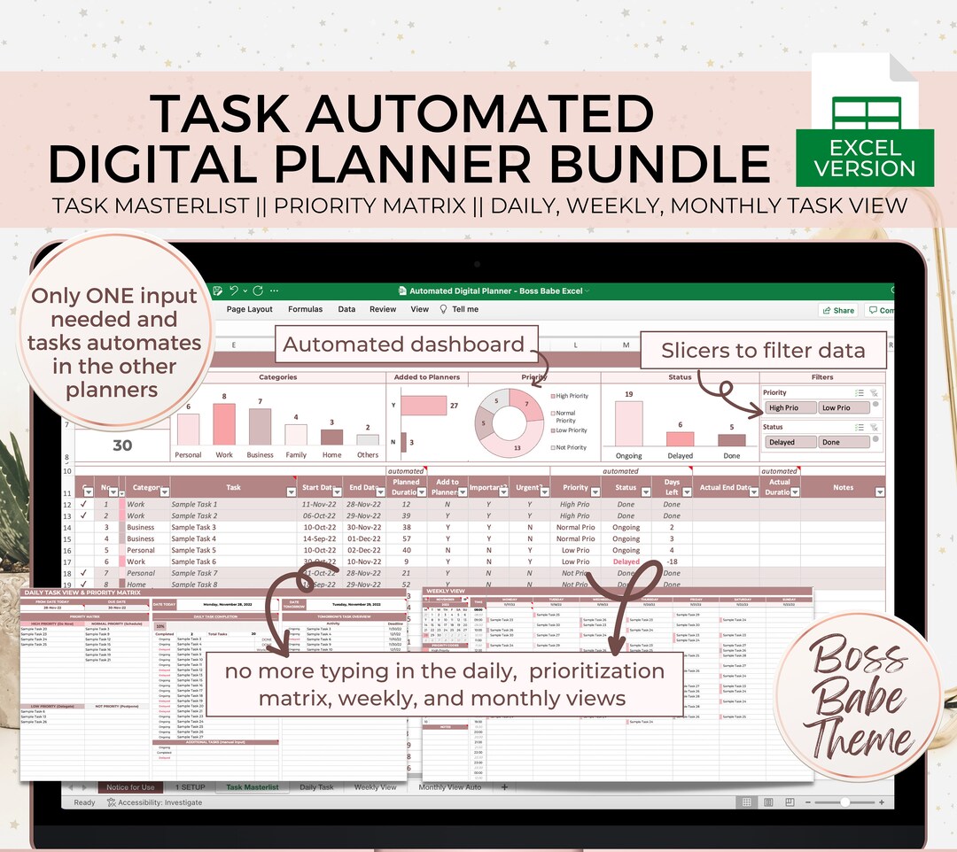 Excel Planner Template, Spreadsheet Planner, to Do List, Daily Planner ...