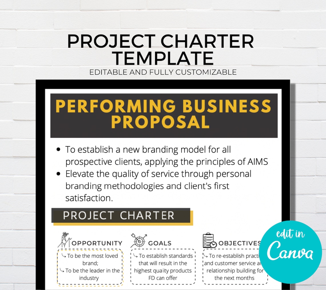 Project Charter Template, Canva Template, Project Planner, Project ...