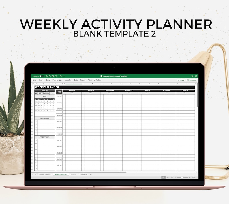 Weekly Planner Excel Weekly Planner Template Weekly Schedule | Etsy