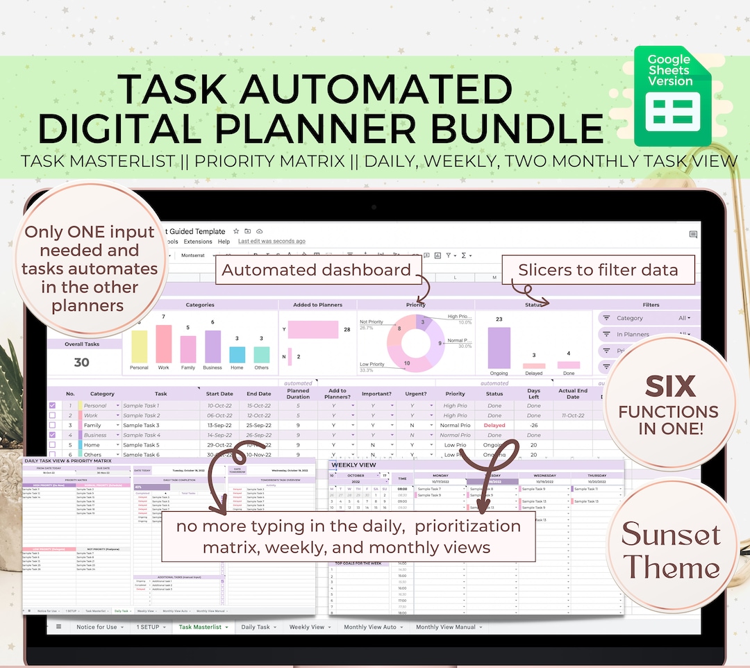 Google Sheets Planner, to Do List Spreadsheet, Priority Matrix, Task ...