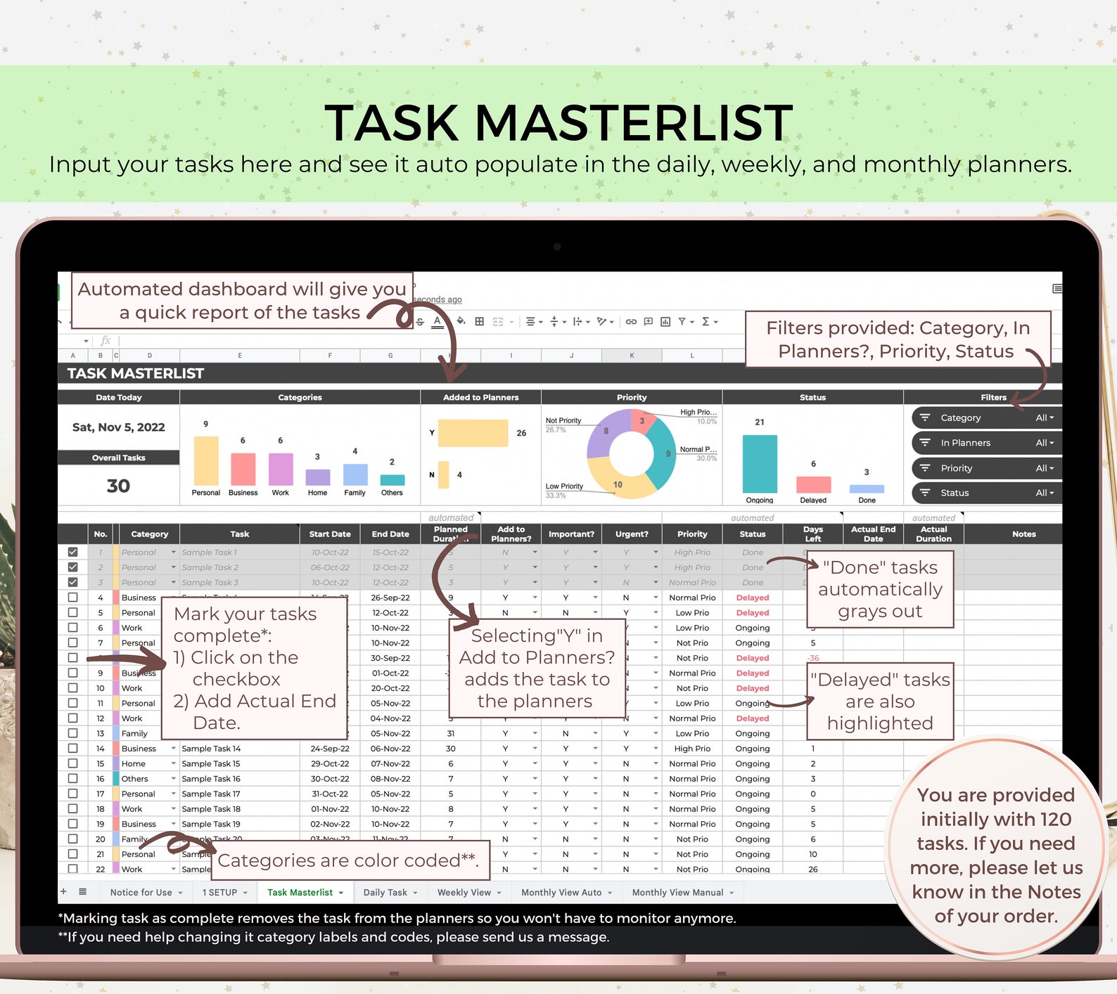 To Do List Template, Google Sheets to Do, Schedule Planner, Digital ...