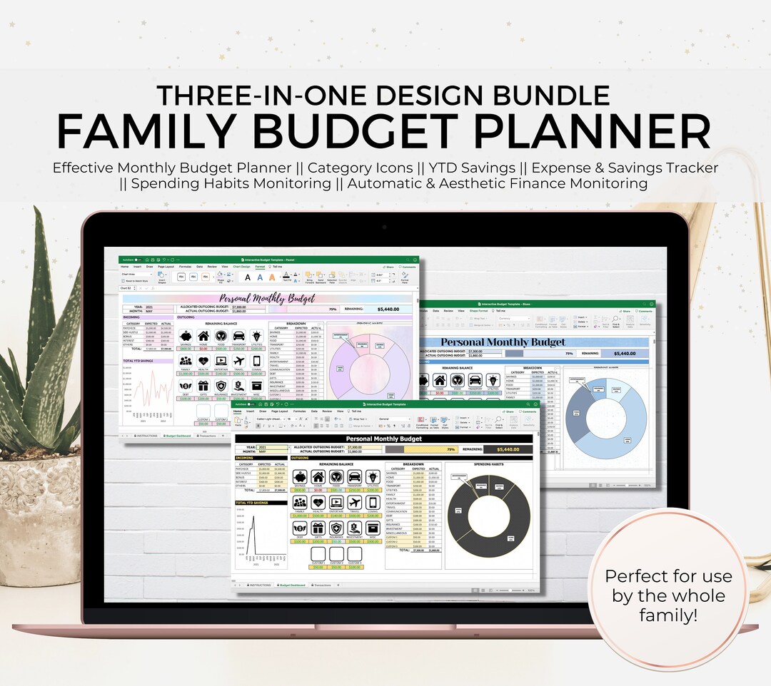 Financial Spreadsheet, Monthly Budget Planner, Budget Dashboard ...