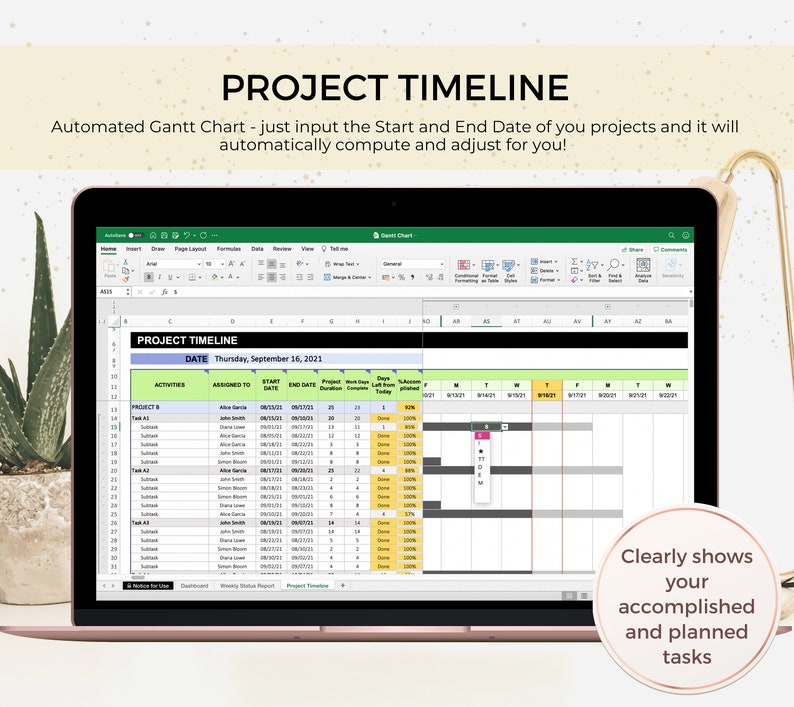 Gantt Chart Project Timeline Project Tracker Excel - Etsy