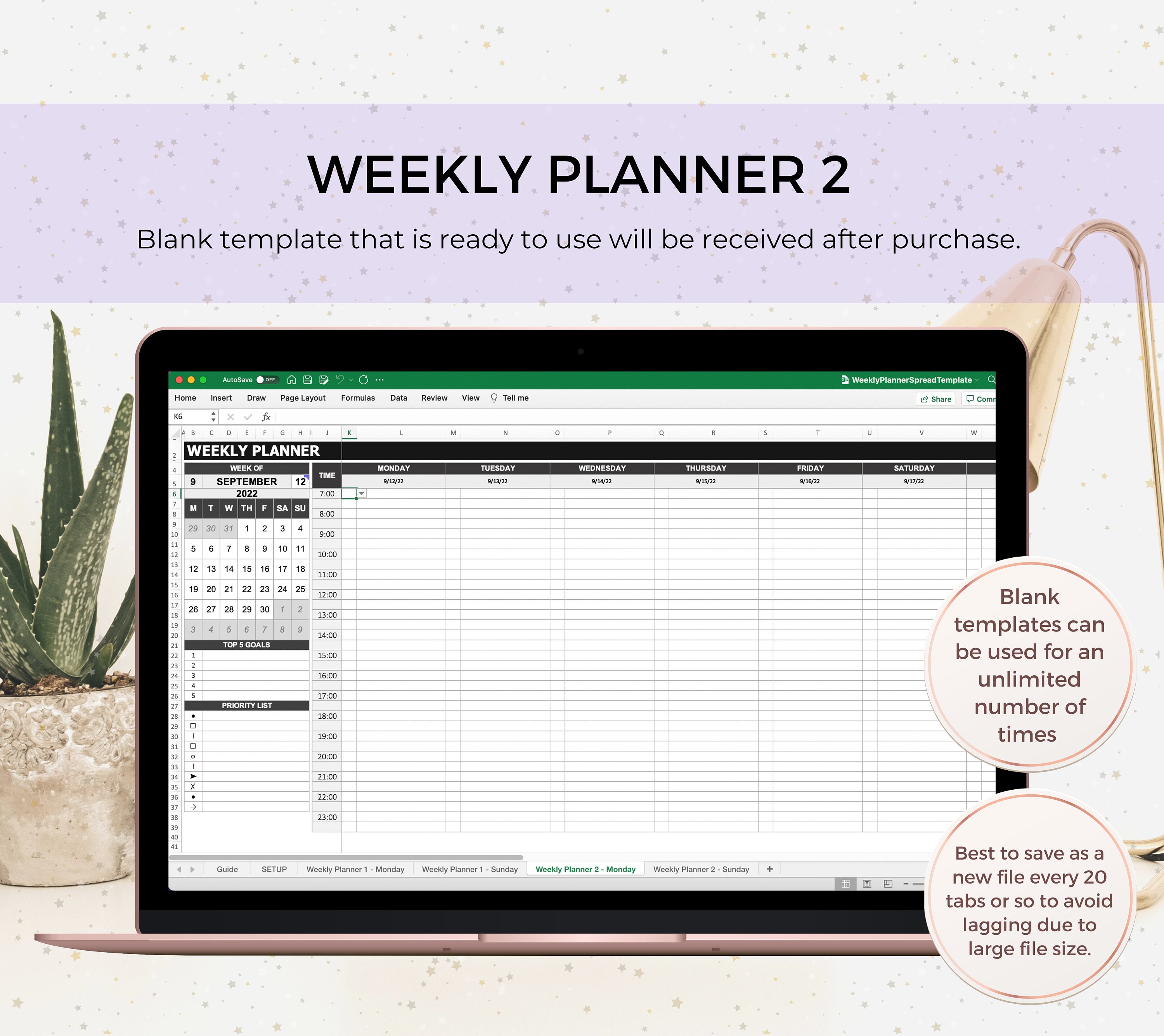 Weekly Planner Excel Weekly Planner Template Weekly Schedule - Etsy
