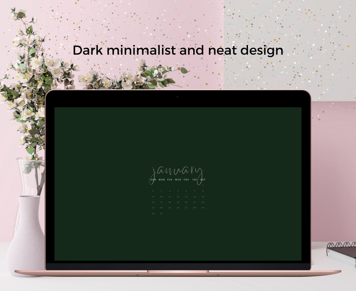 Desktop Wallpaper Organizer, Green Desktop Organizer, Minimalist ...