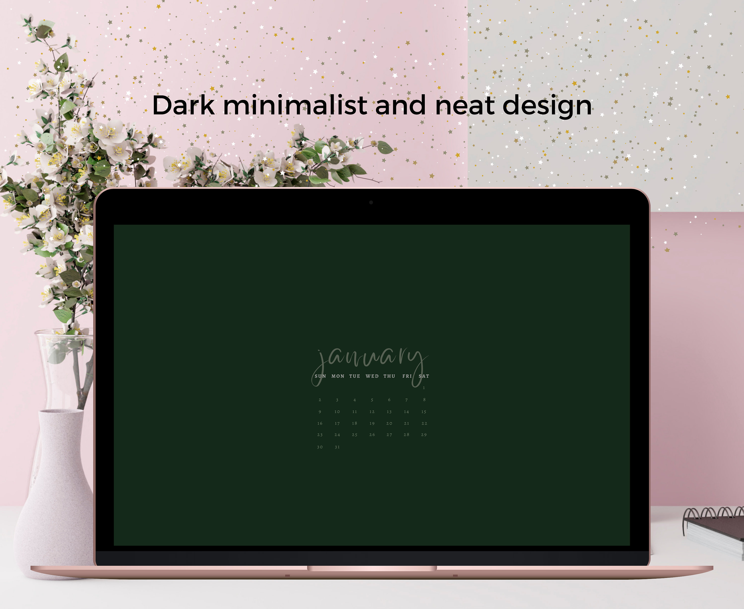 Desktop Wallpaper Organizer, Green Desktop Organizer, Minimalist ...