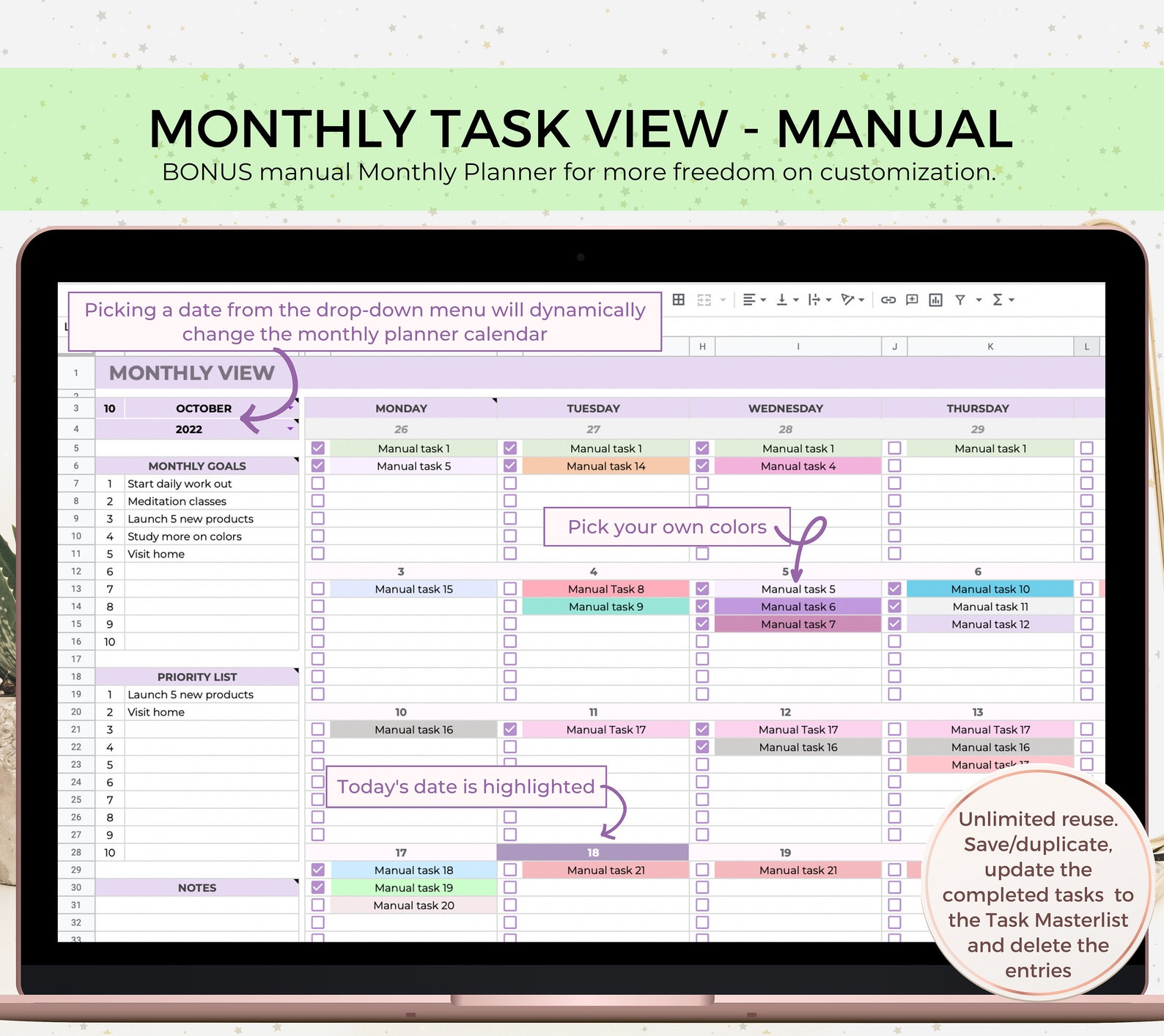 Google Sheets Planner, to Do List Spreadsheet, Priority Matrix, Task ...