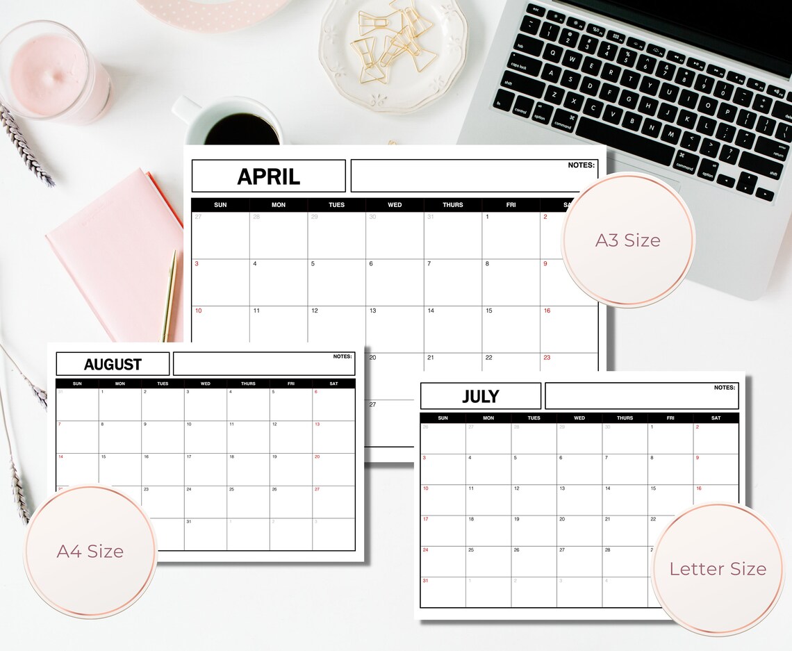 School Calendar Printable, Monthly Calendar Printable, Office Calendar ...