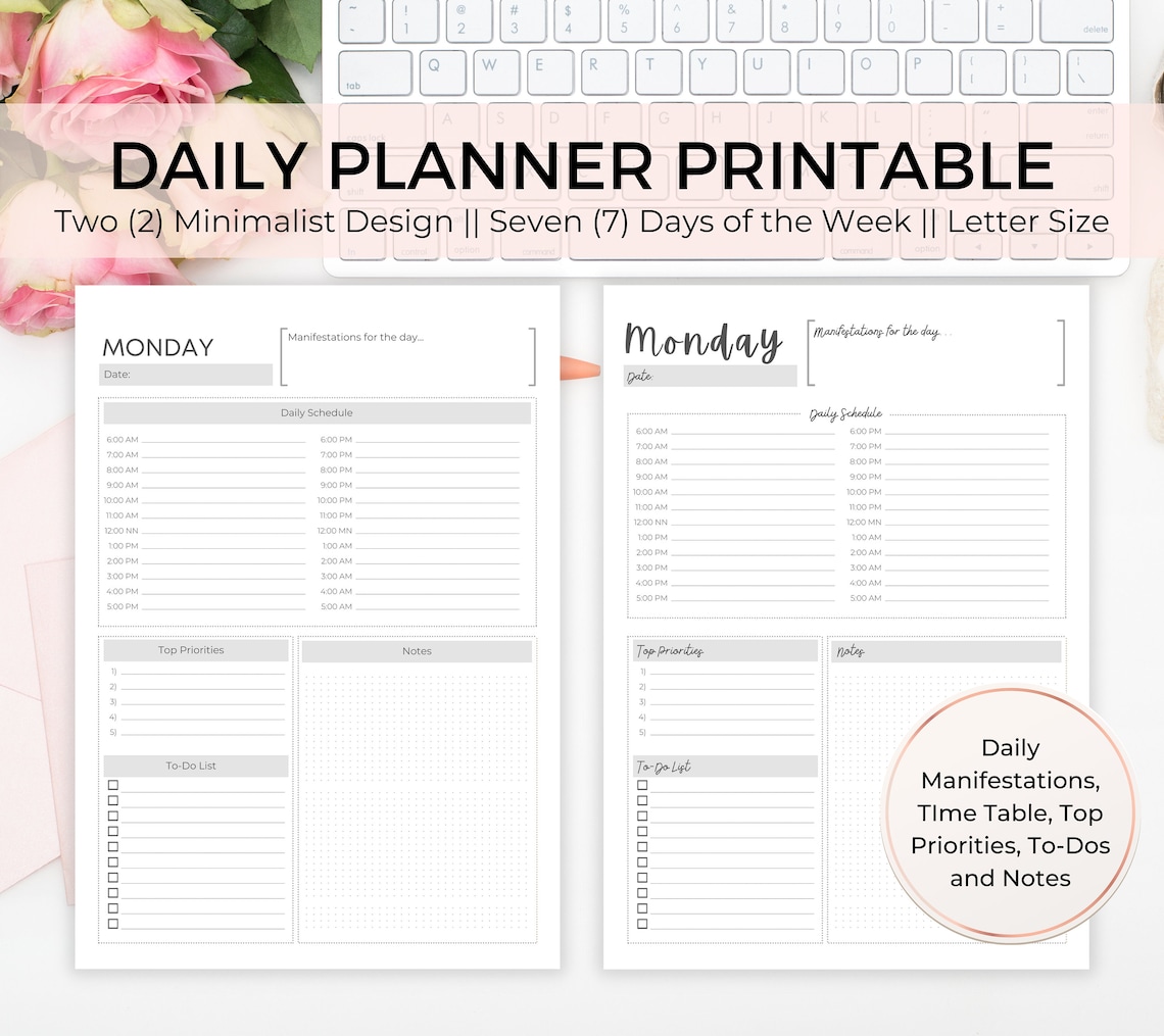 Daily Planner 2022 Daily Planner Printable Digital Planner - Etsy