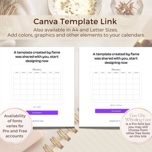 Canva Calendar Template, Blank Monthly Calendar, Undated Calendar ...
