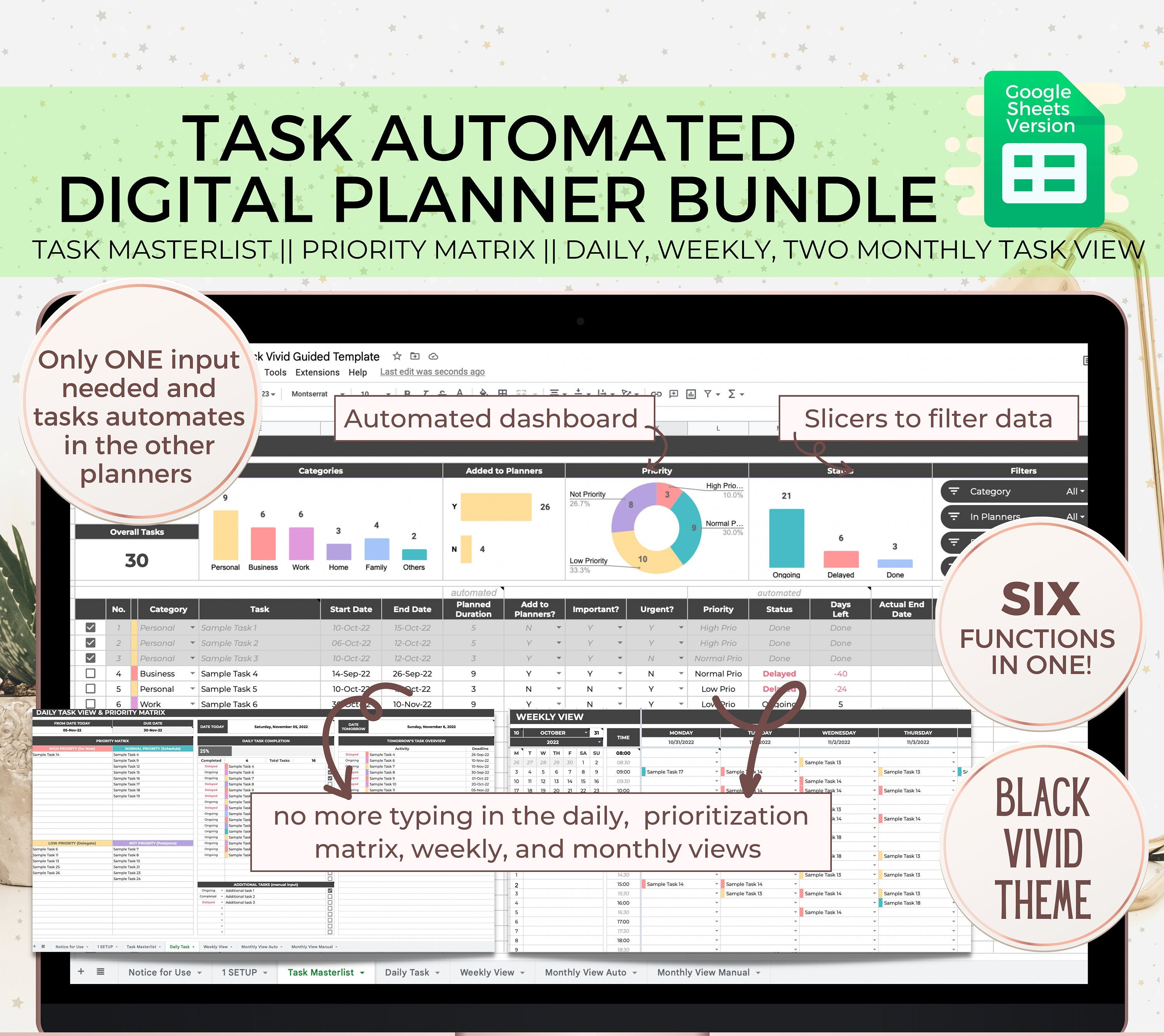 To Do List Template, Google Sheets to Do, Schedule Planner, Digital ...