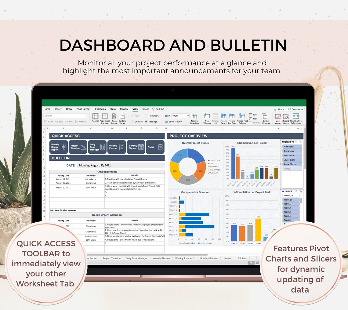Project Management Template Excel Dashboard Project Tracker | Etsy