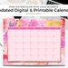 2022 Monthly Calendar, Pink Calendar, Watercolor Calendar, Blank ...