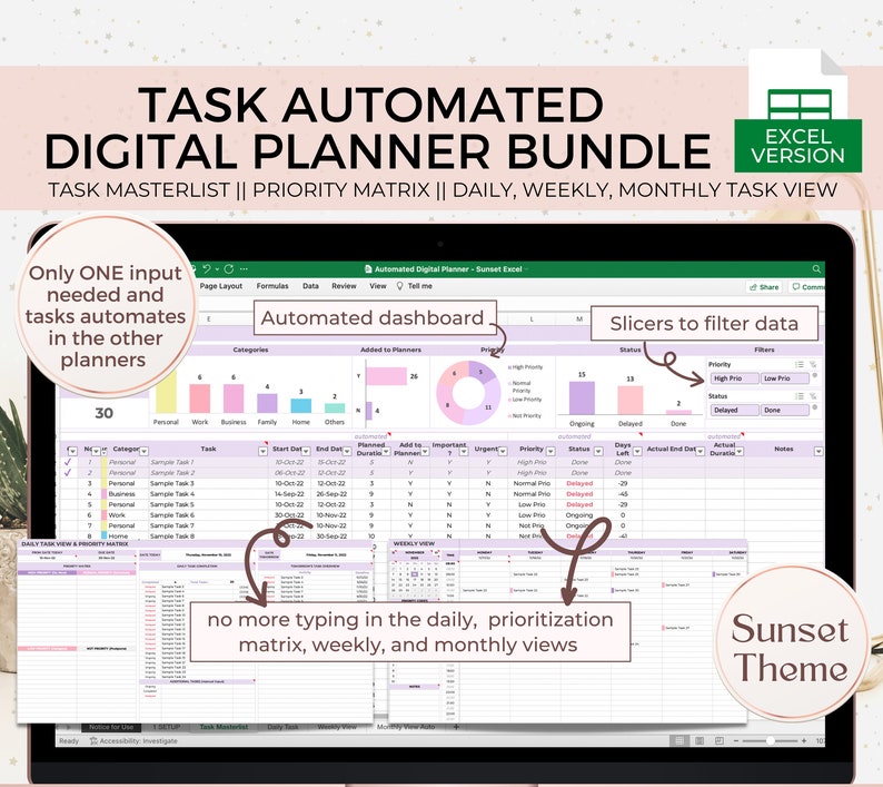 To Do List Excel, Excel Planner Template, Task Tracker Template, Daily to Do, Digital Planner ...