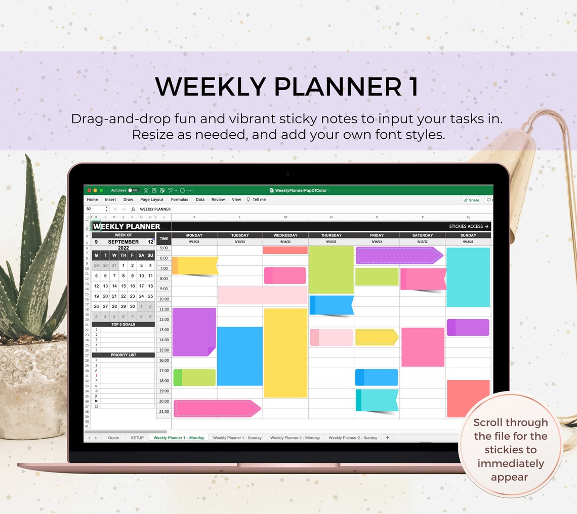 Weekly Planner Excel, Weekly Planner Template, Weekly Schedule Planner ...