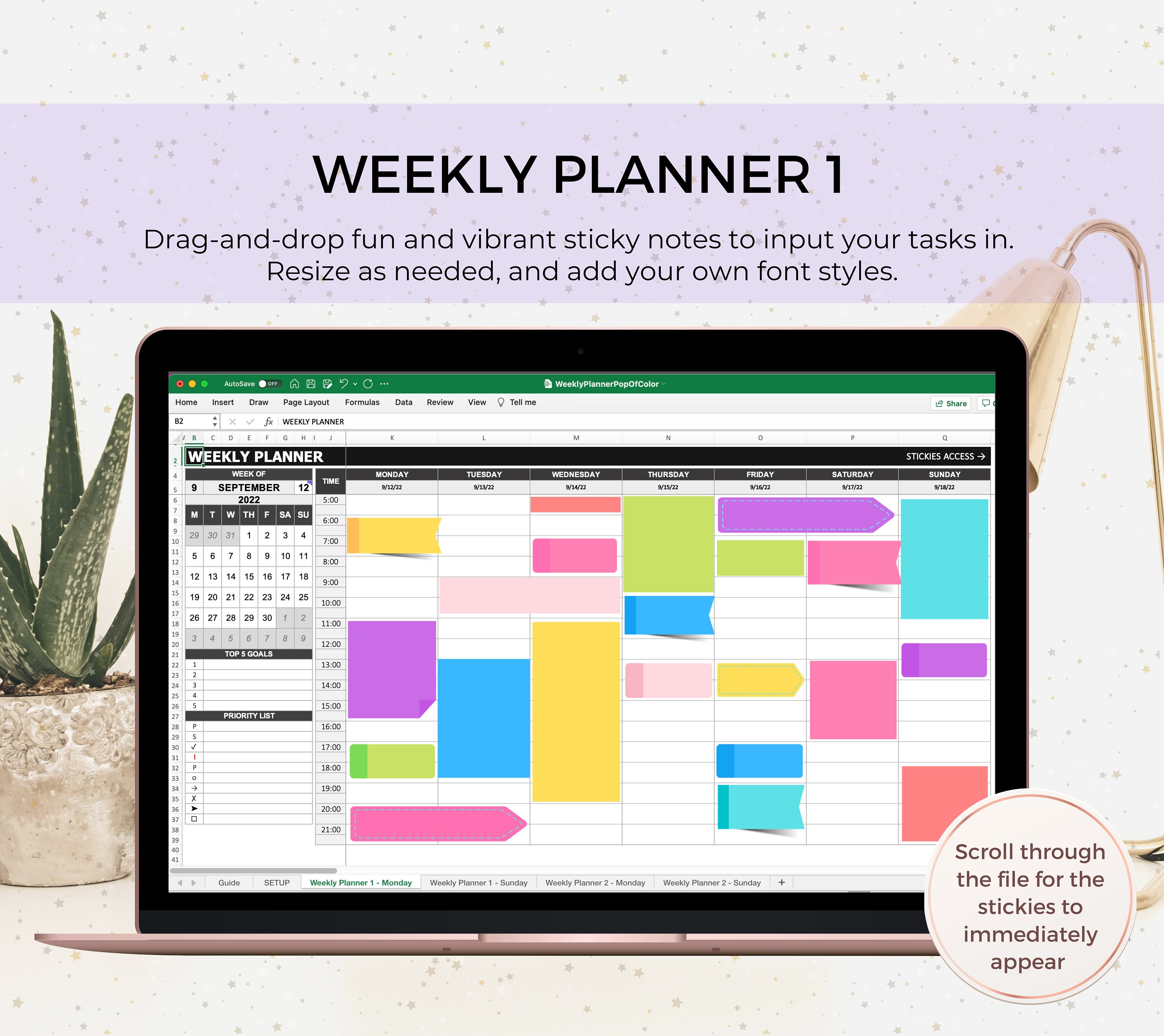 Weekly Planner Excel, Weekly Planner Template, Weekly Schedule Planner ...