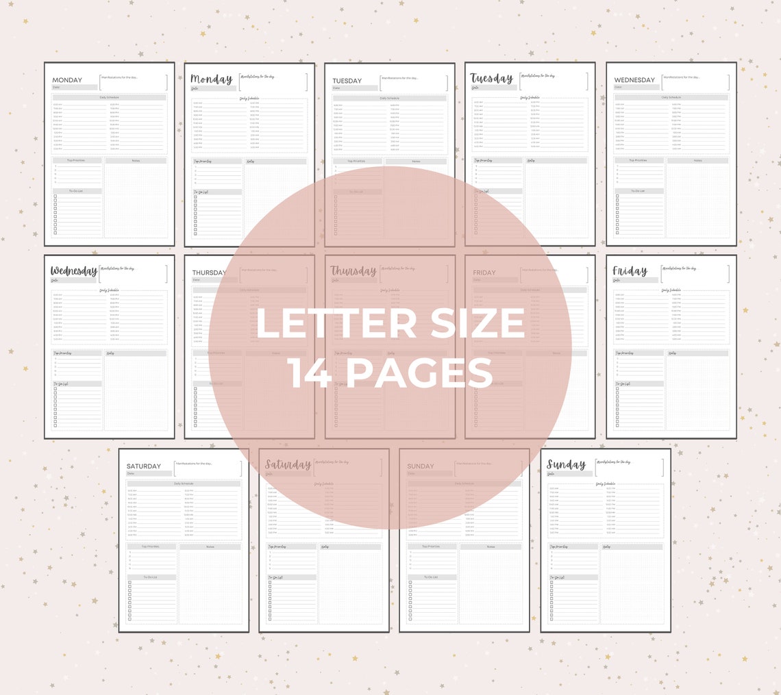 Daily Planner 2022, Daily Planner Printable, Digital Planner Undated ...