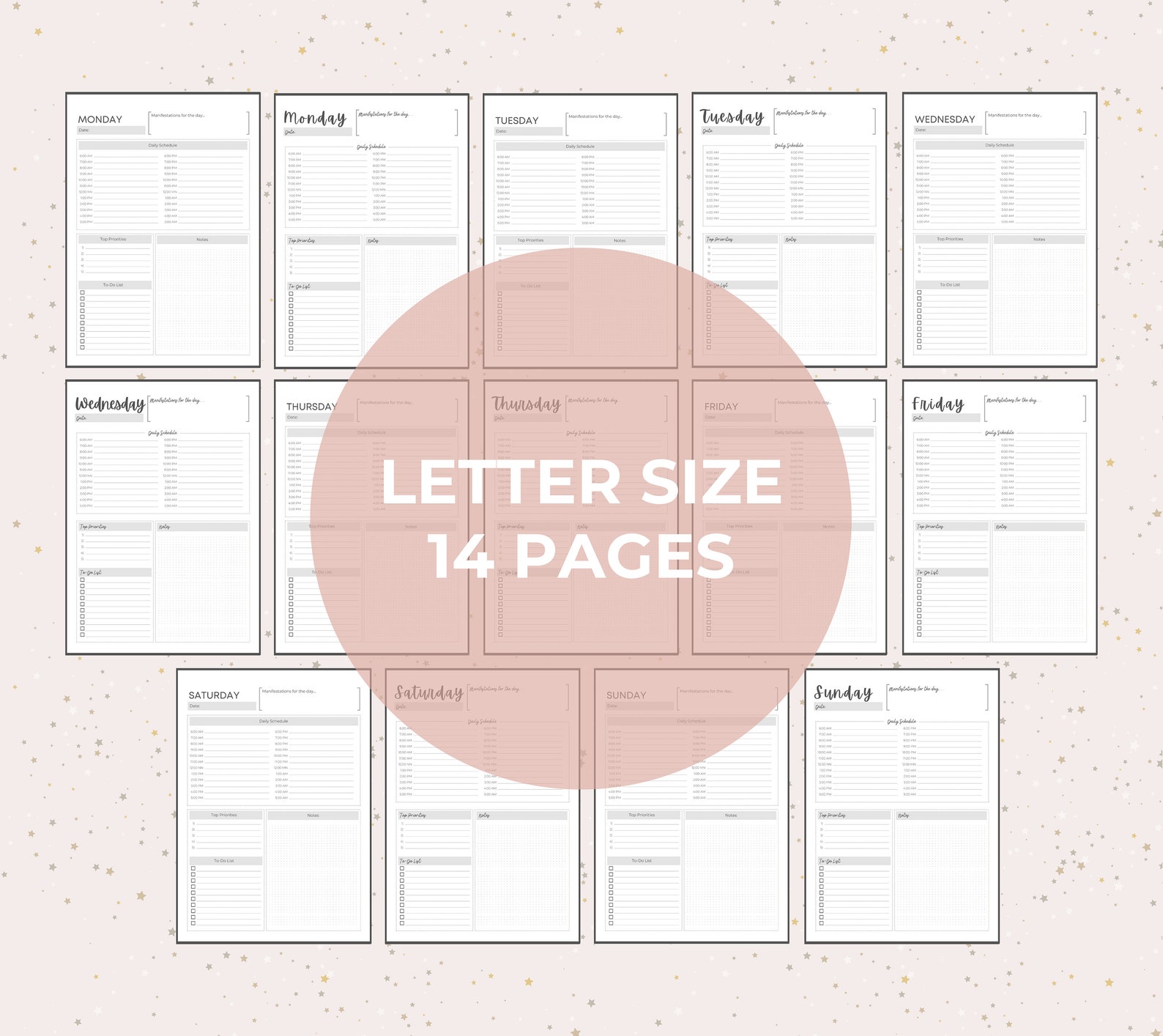 Daily Planner 2022, Daily Planner Printable, Digital Planner Undated ...