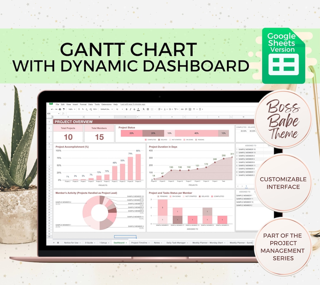 Gantt Chart Google Sheet, Gantt Chart Template, Project Management ...