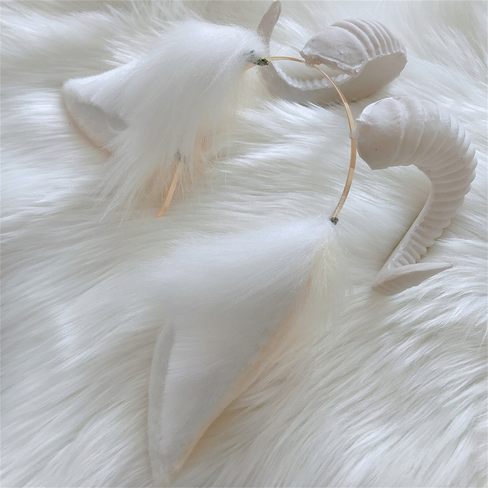 White Sheep Ear Headband With Horn Emulational Beast Ear - Etsy