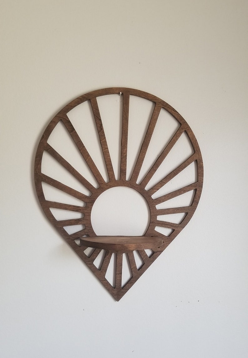 Floating Sun Teardrop Shaped Wood Wall Shelf Accent Shelf - Etsy