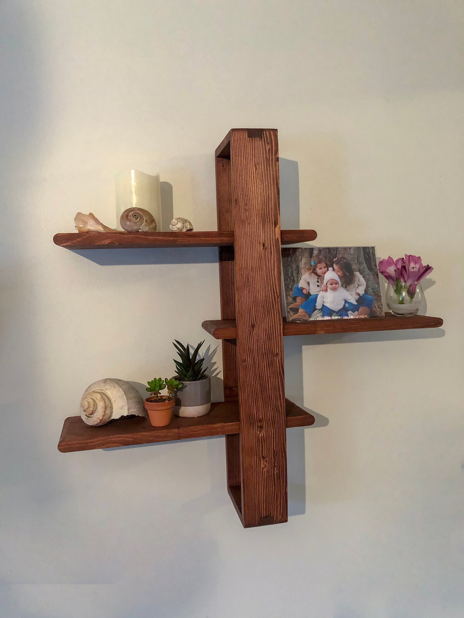 Sliding Shelf - Adjustable Slide Shelf - Solid Wood Floating Shelf ...
