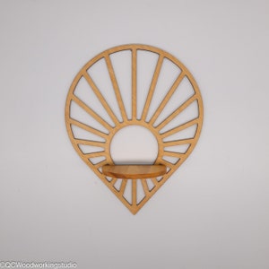 Floating Sun Teardrop Shaped Wood Wall Shelf - Accent Shelf Plant Shelf ...
