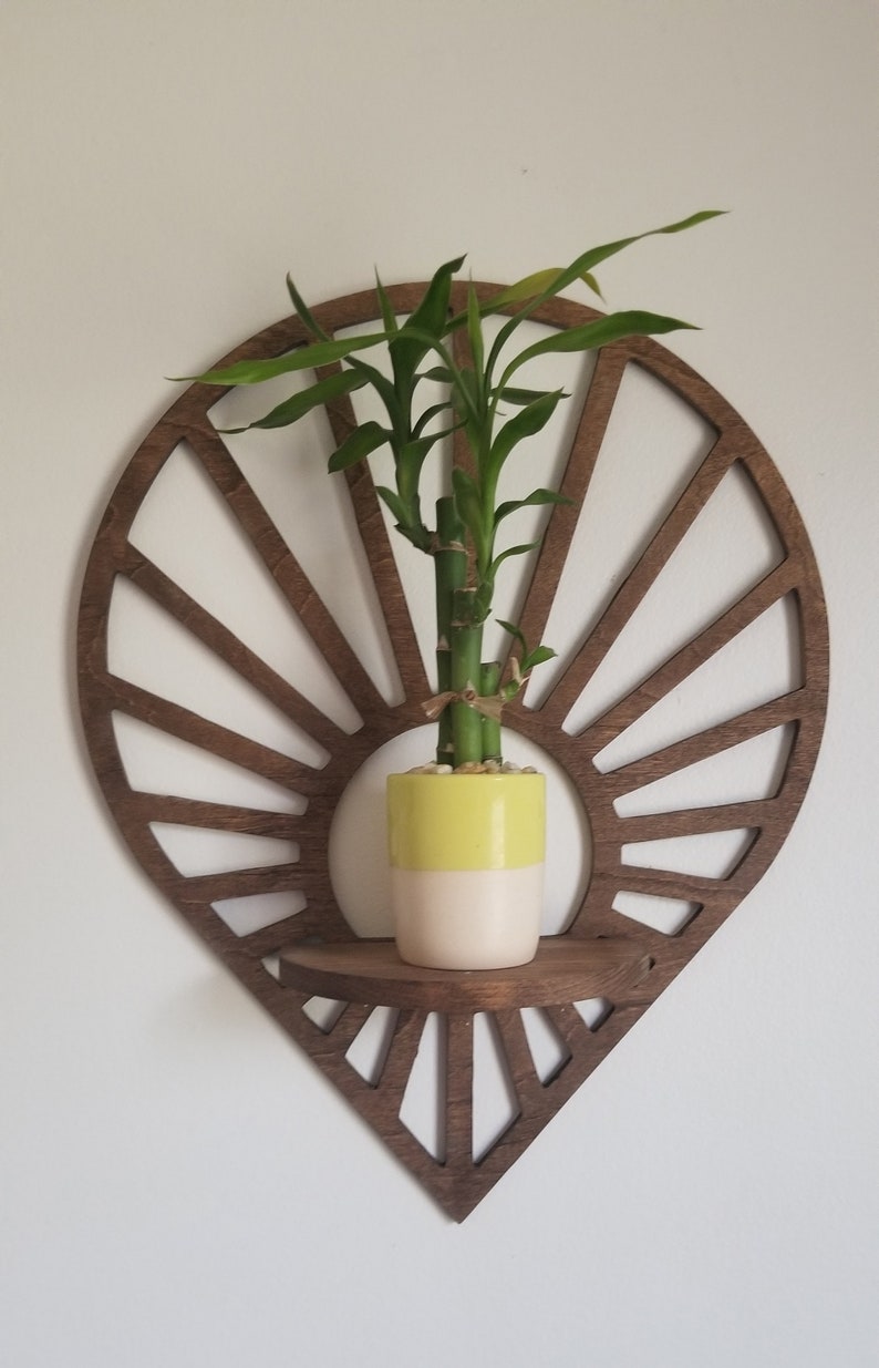 Floating Sun Teardrop Shaped Wood Wall Shelf Accent Shelf - Etsy