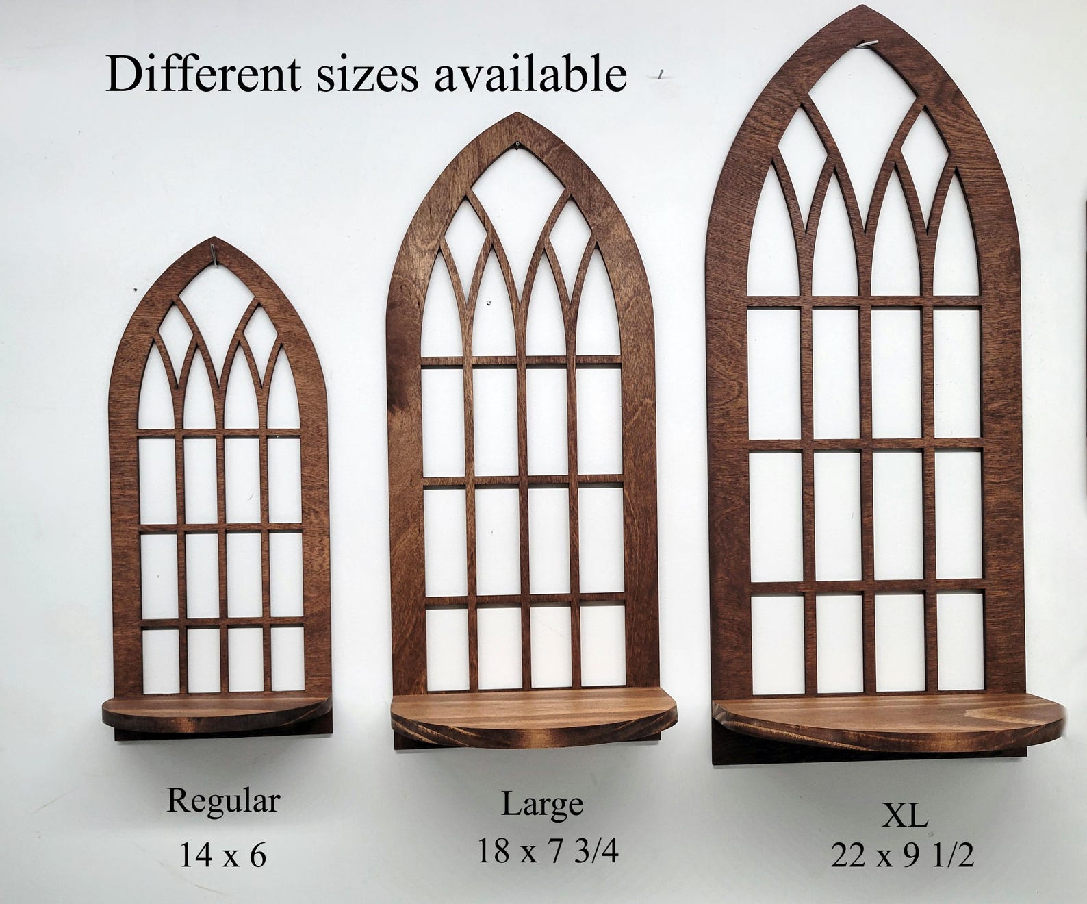 Gothic Window Shelf With Backer - Unique Cathedral Wood Shelves for ...
