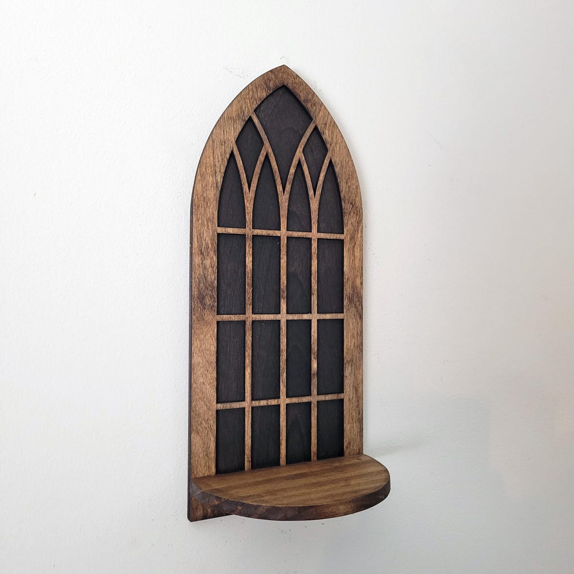 Gothic Window Shelf With Backer - Unique Cathedral Wood Shelves for ...