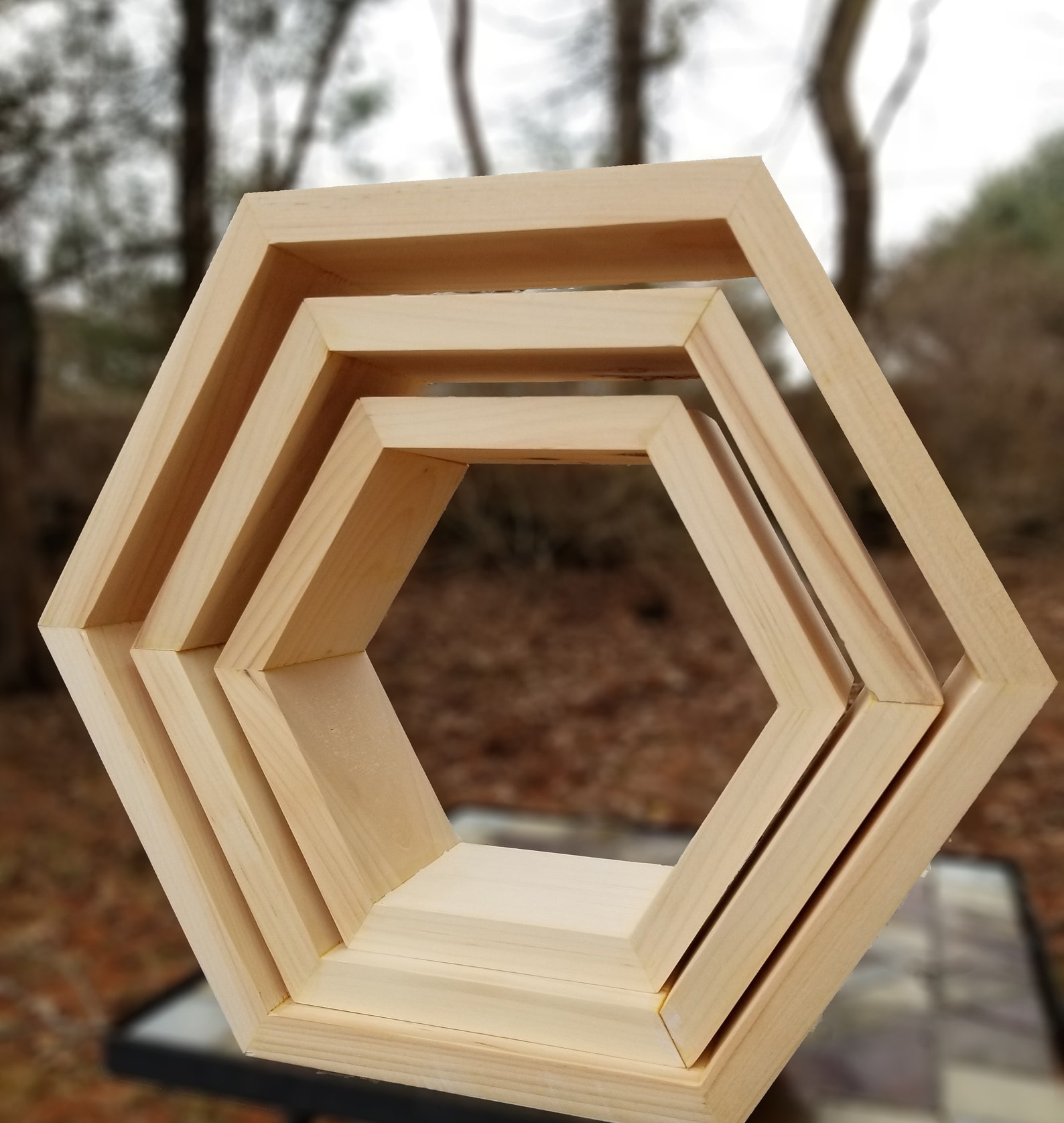 Wood Honeycomb Shelves - Unique Wall Hangings - Handcrafted Wood Bee ...
