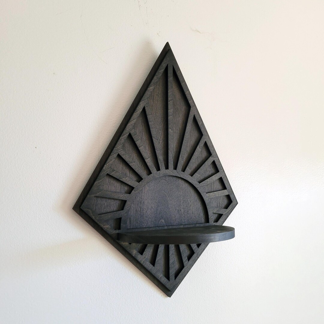 Floating Diamond Sunshine Wood Wall Shelf With Backer - Wall Décor ...