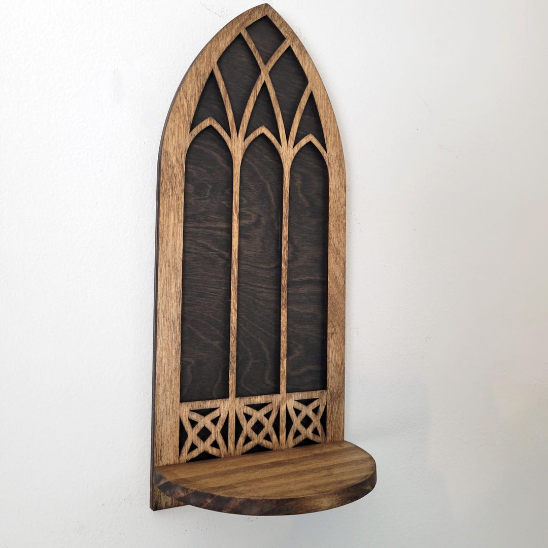 Gothic Window Shelf With Backer Unique Cathedral Wood Shelves for ...