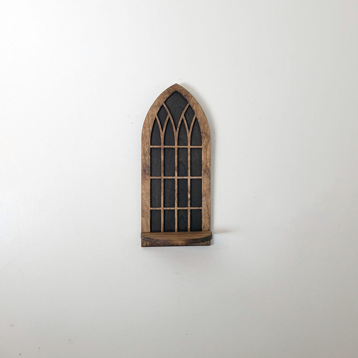 Gothic Window Shelf With Backer - Unique Cathedral Wood Shelves for ...