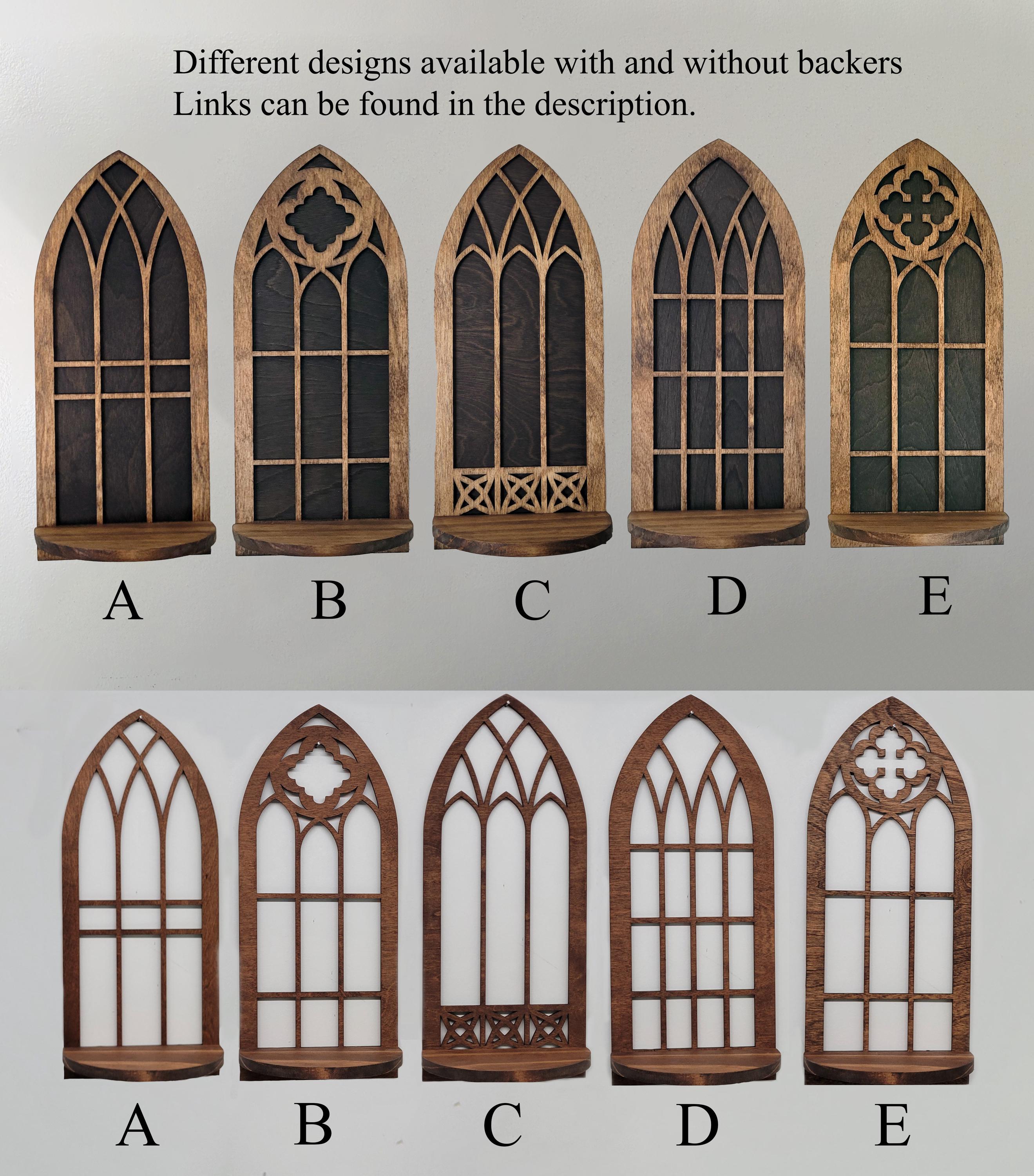 Gothic Window Shelf With Backer - Unique Cathedral Wood Shelves for ...