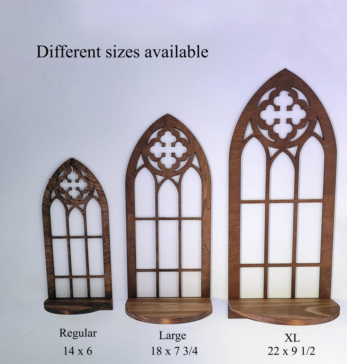 Gothic Window Shelf With Backer - Unique Cathedral Wood Shelves for ...