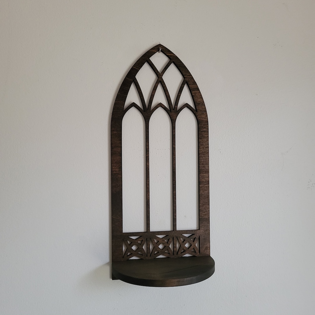 Gothic Window Shelf- Unique Cathedral Wood Shelves for Plants, Candles ...