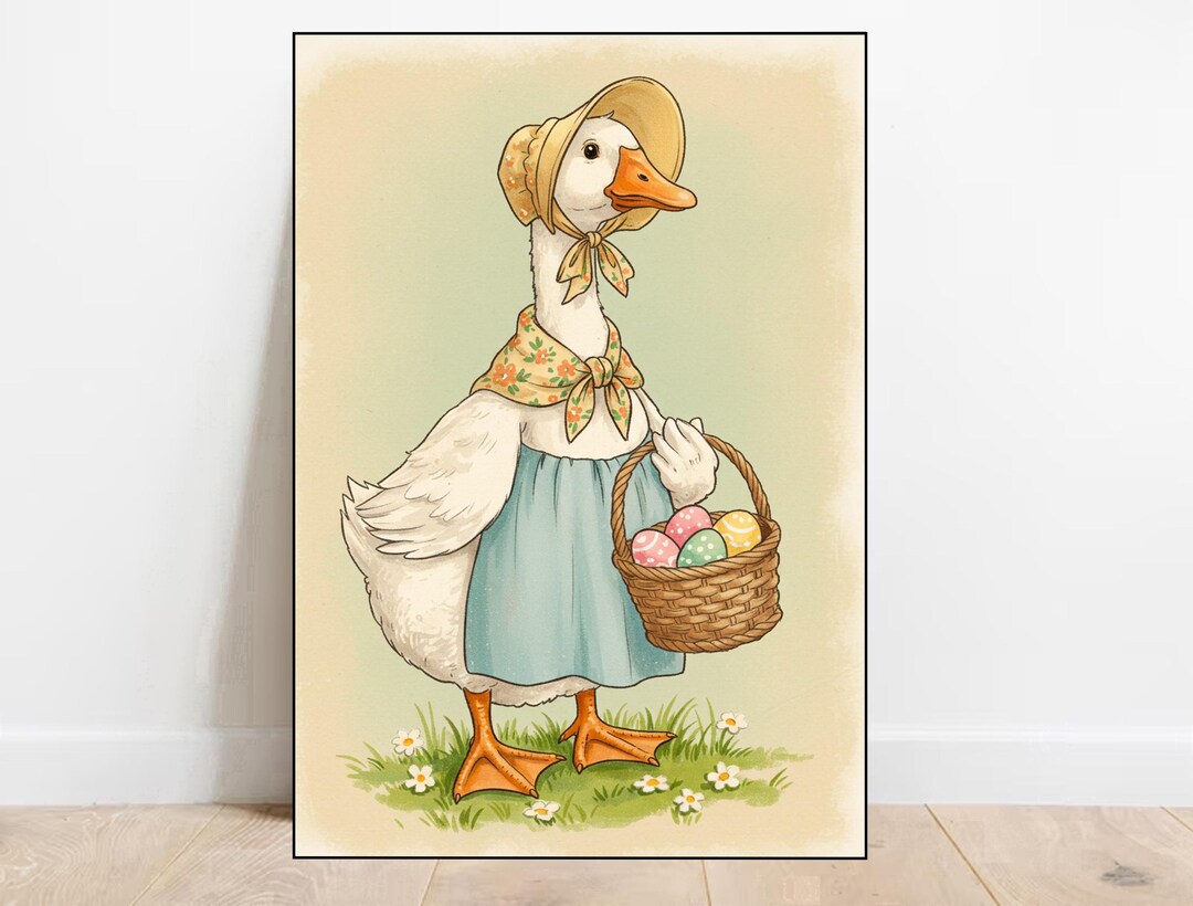 Vintage Easter Duck Printable Easter Wall Art Farm Nursery Decor ...