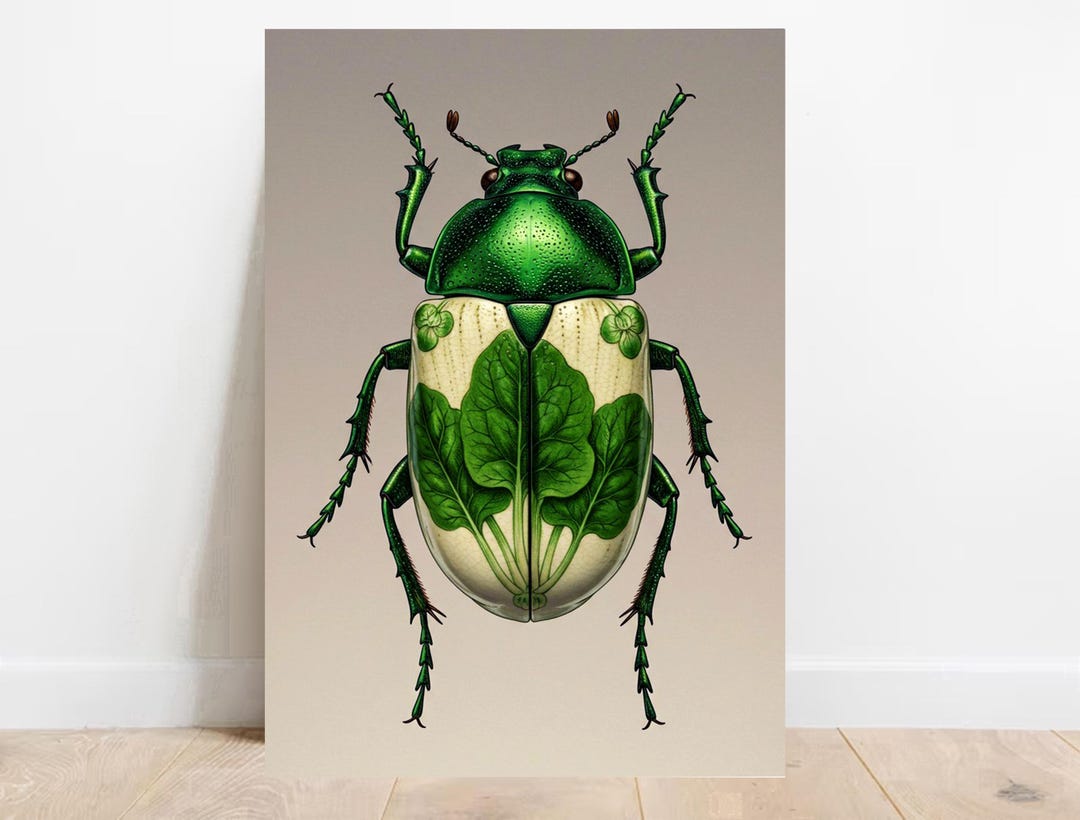 Spinach Beetle Poster Printable Vegetable Wall Art Cute Bug Beetle Art ...