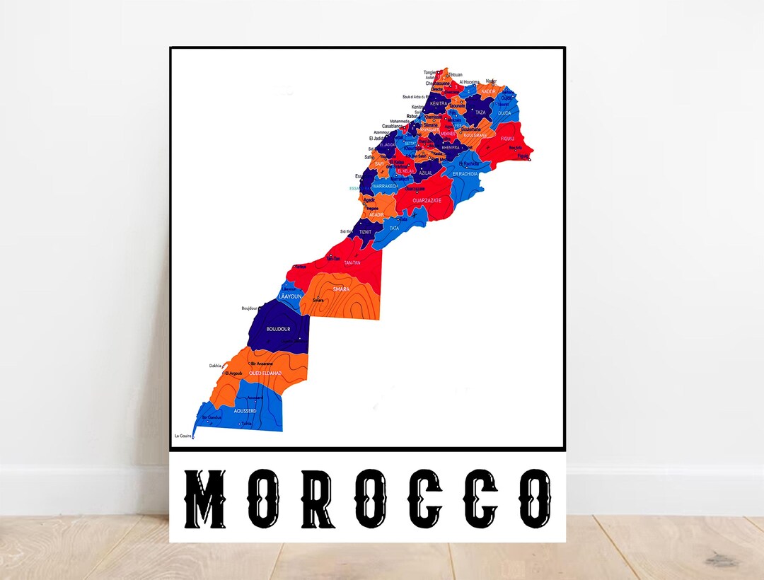 Colorful Morocco Map Print Download Map of Morocco Printable Moroccan ...