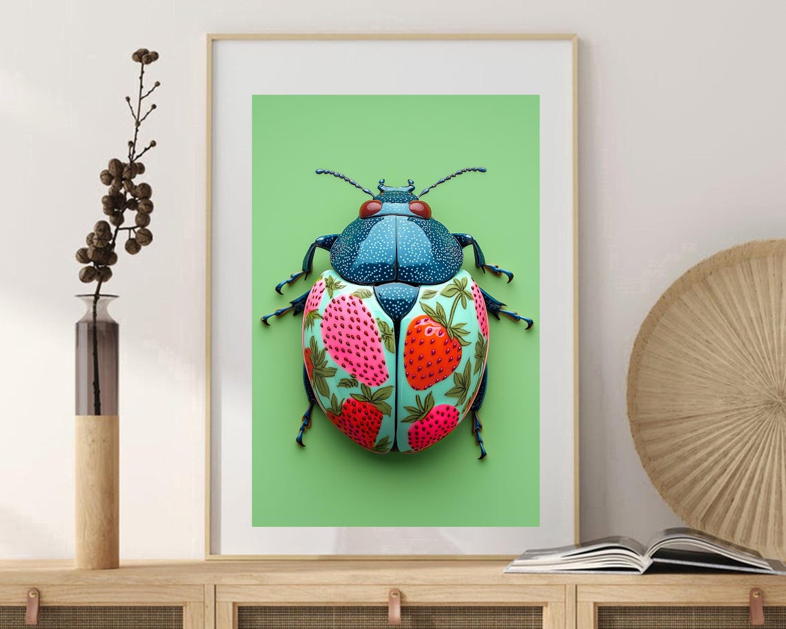 Strawberry Ladybug Nursery Printable Lady Bug Poster Digital Download ...