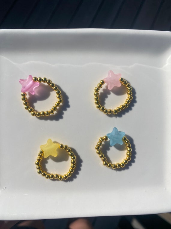 Colored Elastic Star Rings - Etsy