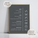 Editable Digital Bar Menu Template | Modern Grey Drink Menu | Wedding ...