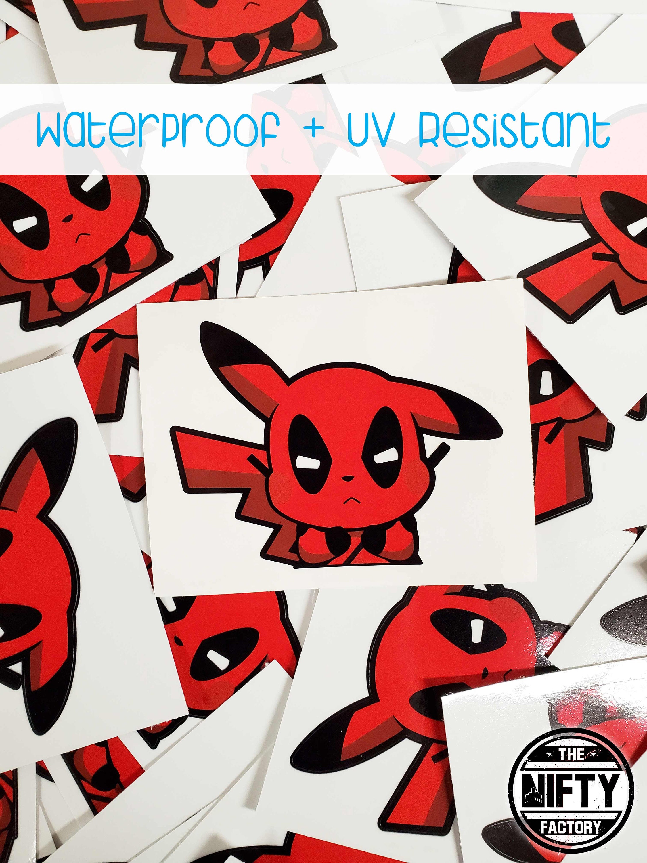 Deadpool Pikachu Peeper Sticker: 3 Tall Waterproof Vinyl Decal Pokemon ...