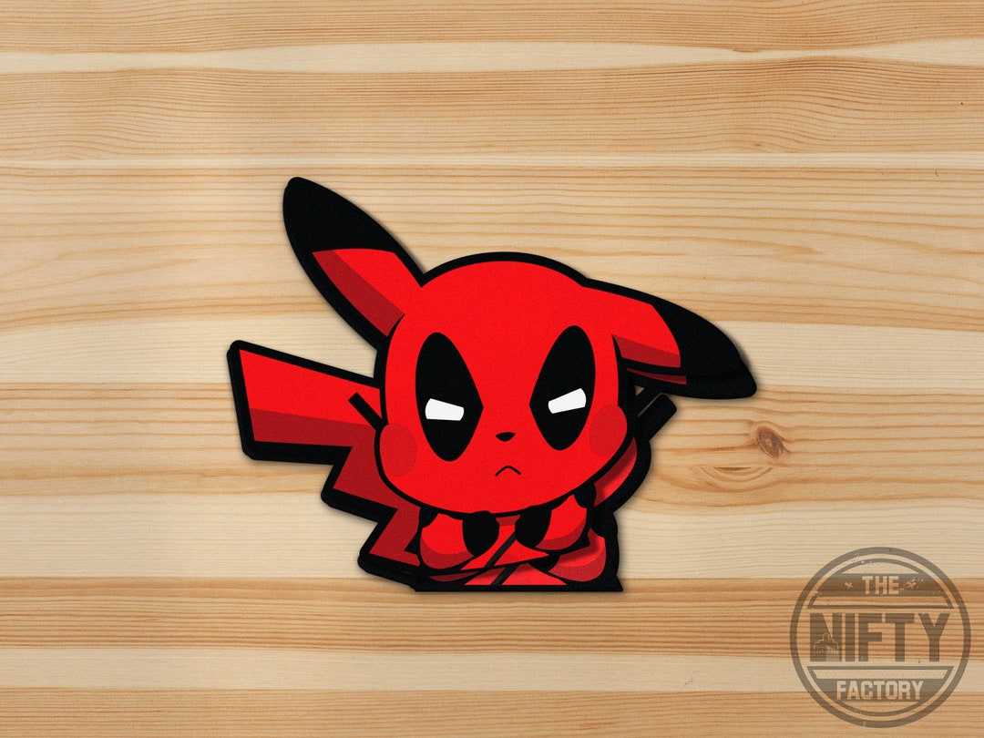 Deadpool Pikachu Peeper Sticker: 3" Tall Waterproof Vinyl Decal Pokemon ...
