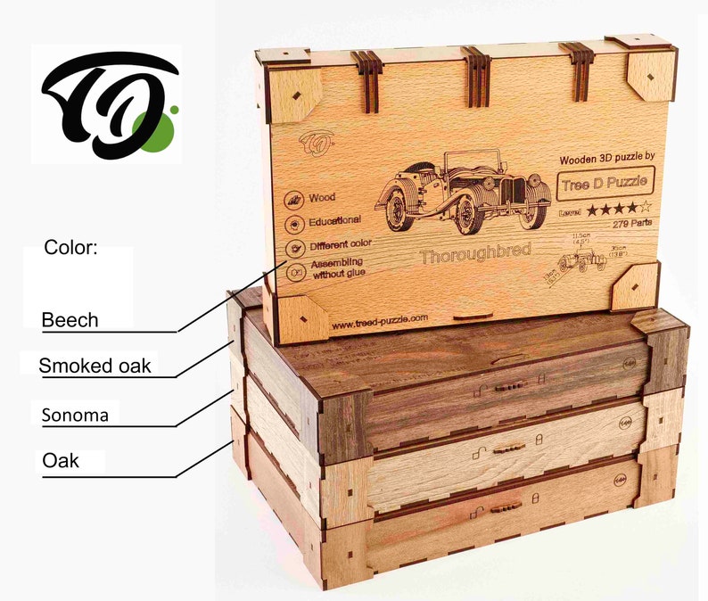 Treed-puzzle Car 3D Wooden Puzzle - Car Model Kit to Build - - Wooden ...