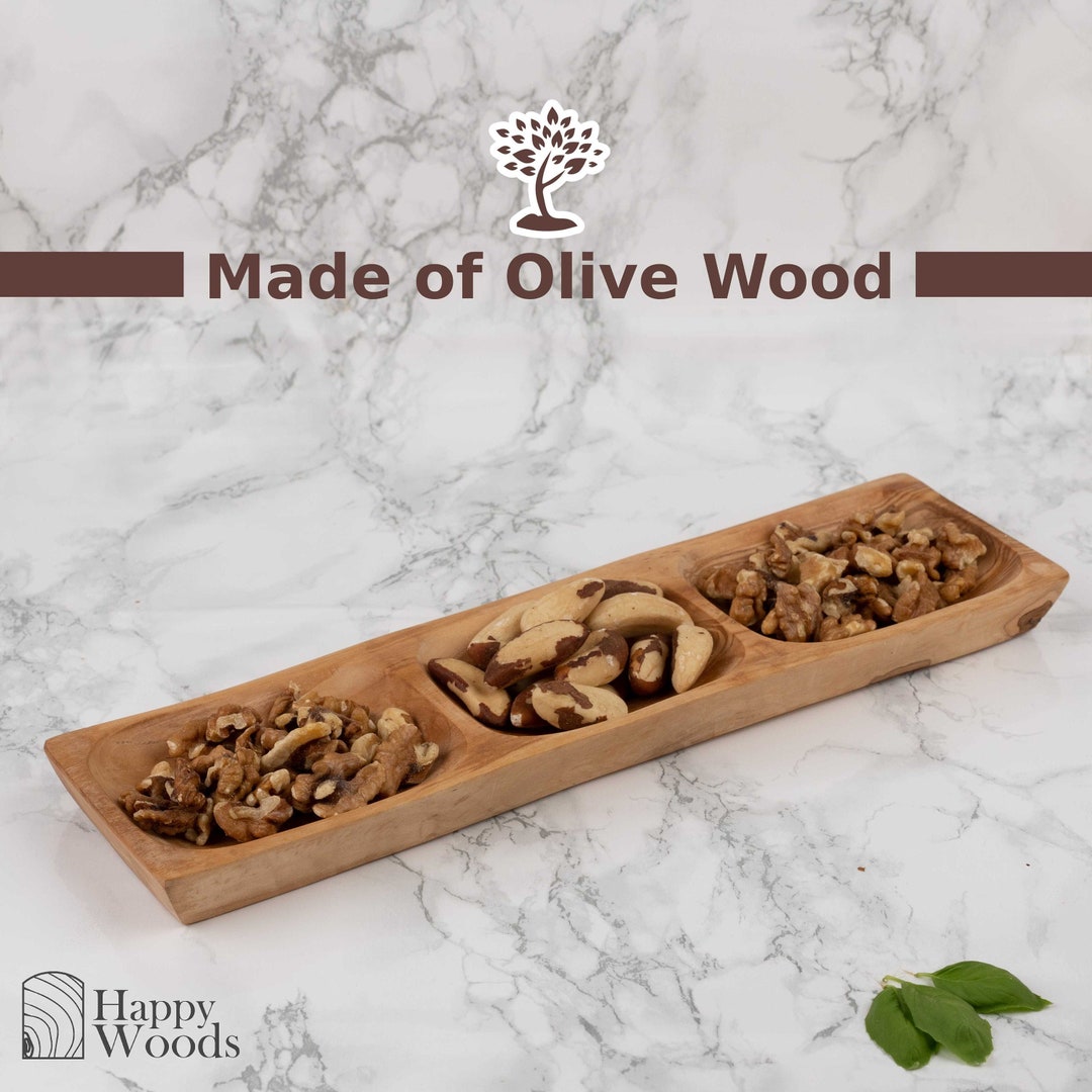 Trio Appetizer Plates Made of Tunisian Olive Wood / Trio Serving Tray ...