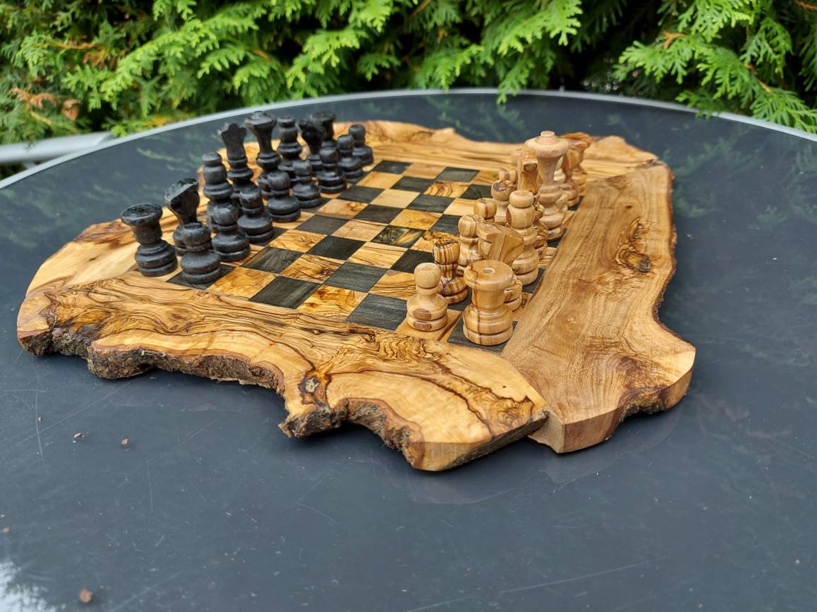 Rustic Wood Chess Set With Rough Edges Handmade of Olive Wood - Etsy