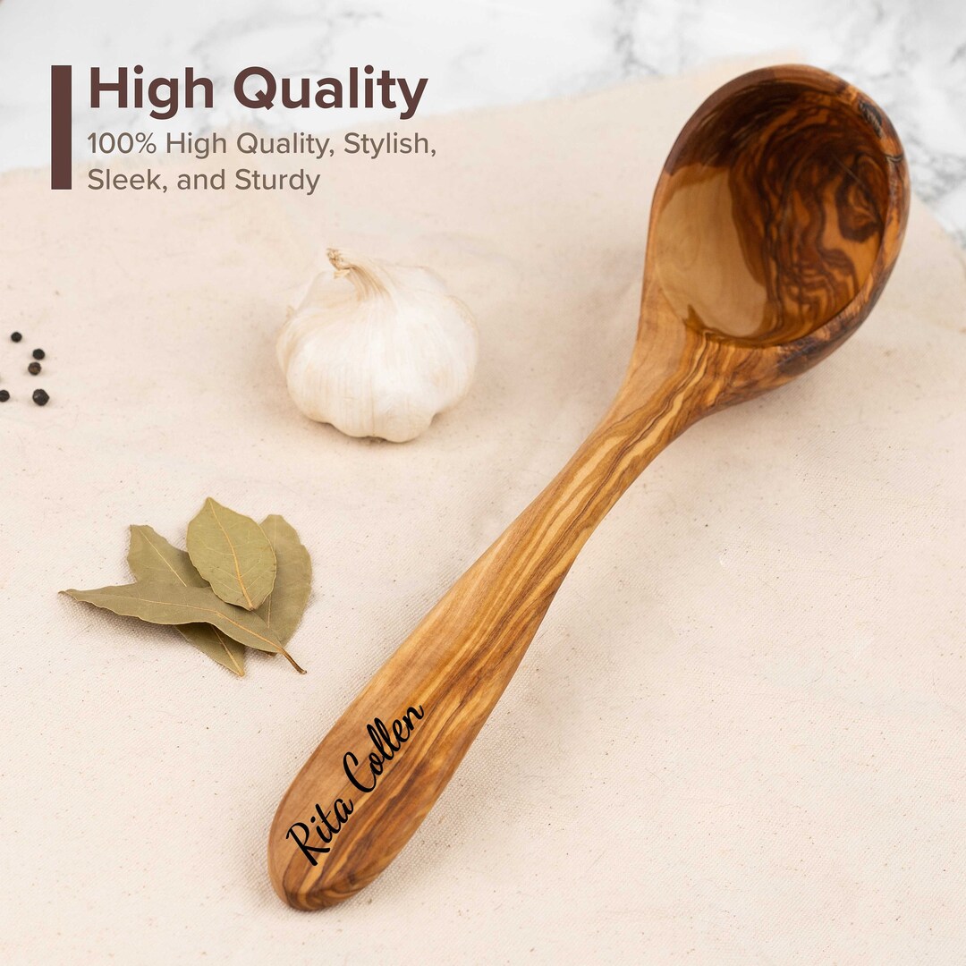 Personalized Wooden Ladle Handmade of Tunisian Olive Wood Custom Soup ...