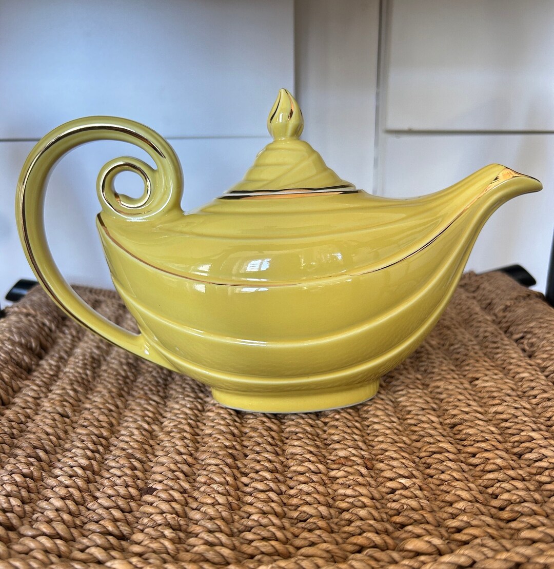 Vintage Yellow Hall USA Made Genie Teapot - Etsy